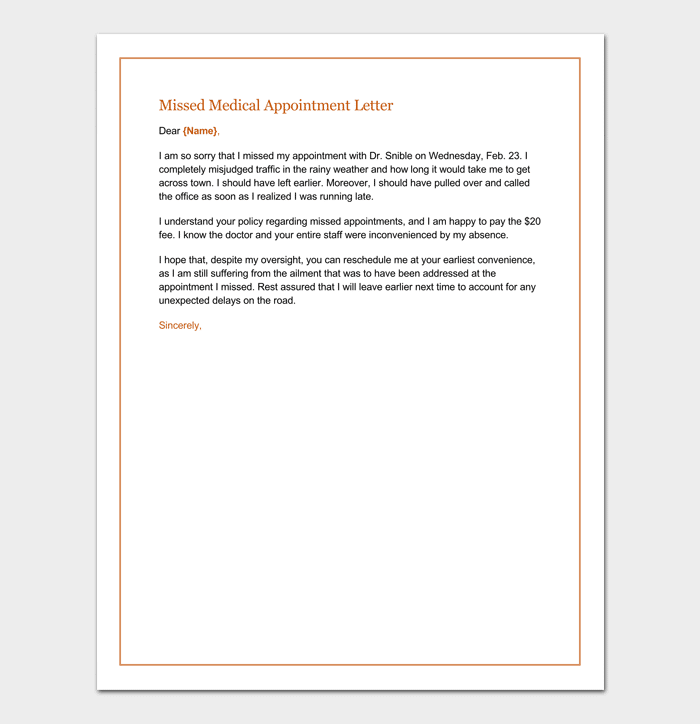 Missed Appointment Letter - 10+ (Sample Letters) Missed Appointment Letter - 10+ (Sample Letters)