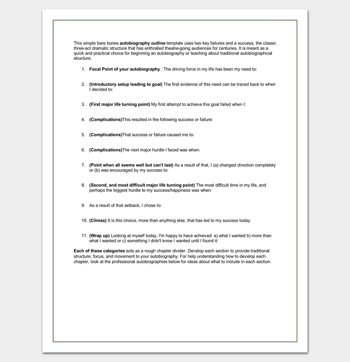 Autobiography Outline Template - Format & Samples