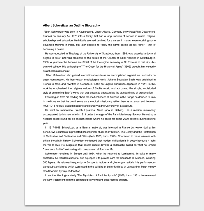 Biography Outline Templates & Examples (for Word and PDF)
