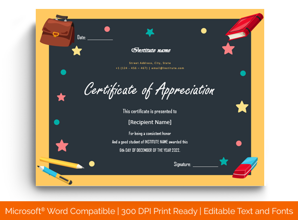 17+ Certificate of Appreciation for Student Templates (Editable ...