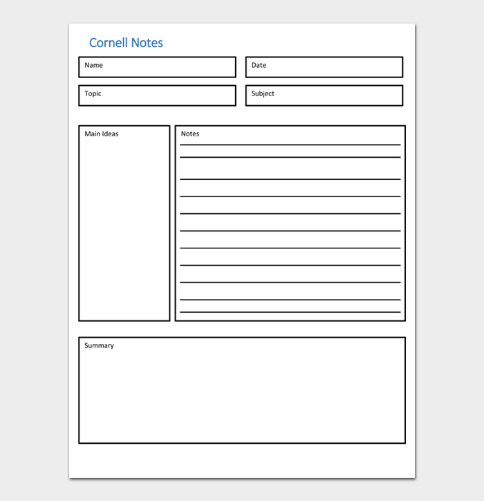 39 Cornell Notes Templates and Examples (Word, Excel & PDF)