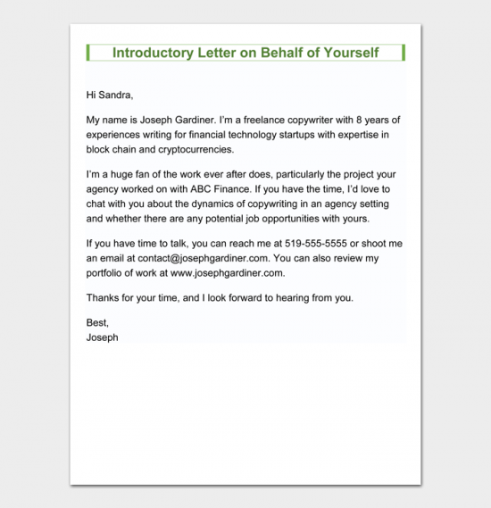 Letter of Introduction: Examples and Templates | DocFormats.com
