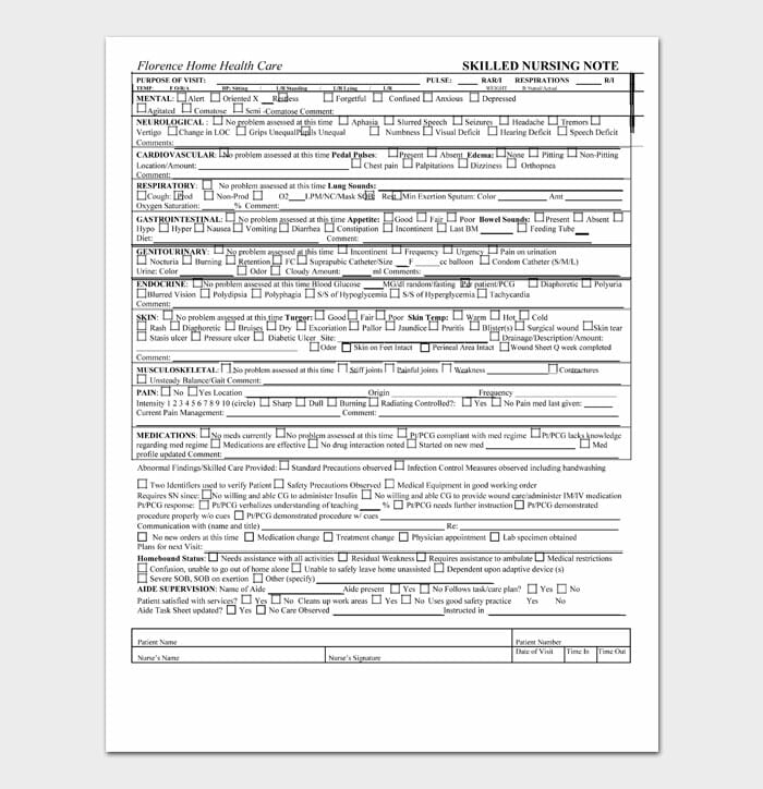 12+ Free Nursing Notes - Examples and Templates | DocFormats.com