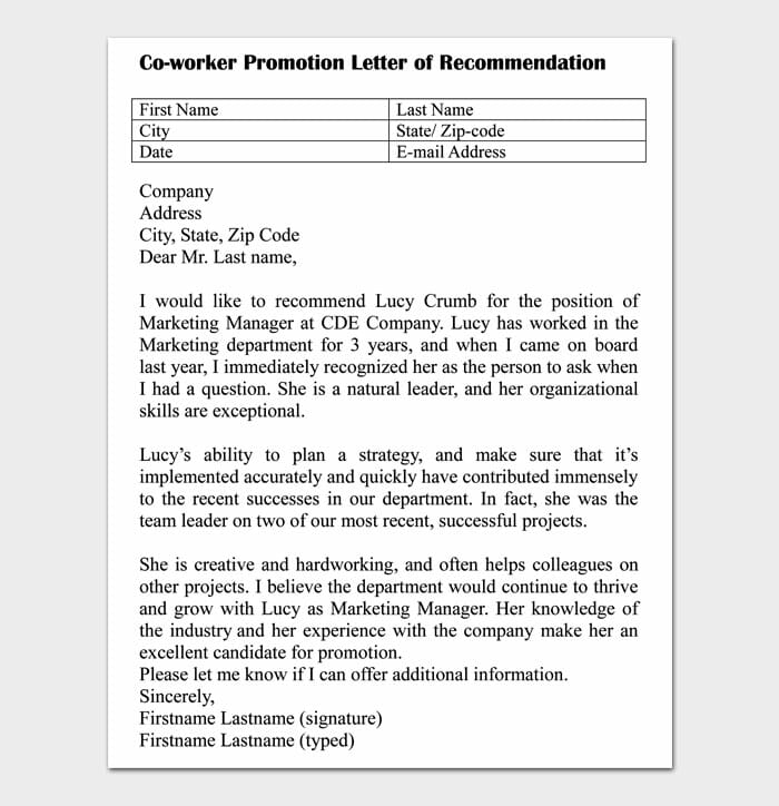 Free Letter of Recommendation for Coworker (Template and Examples)
