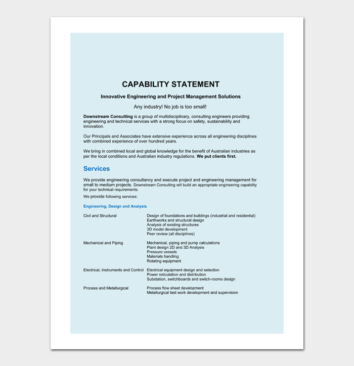 22 Capability Statement Templates and Examples (Free Download) - Word & PDF