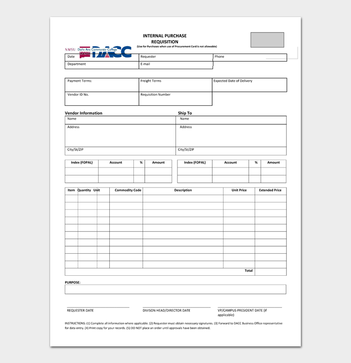24 Free Requisition Forms (Purchase / Materials / Lab) ᐅ DocFormats