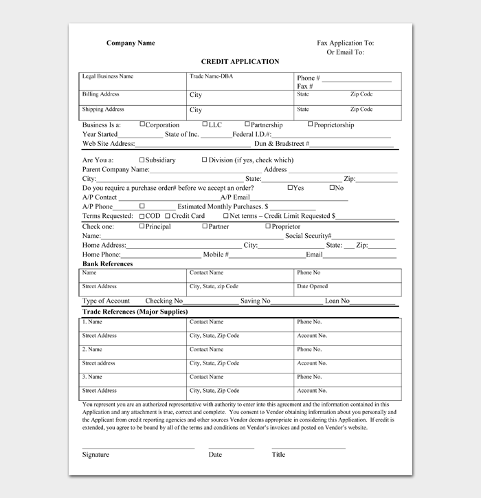 18 Free Credit Application Form Templates & Examples (Word | PDF)