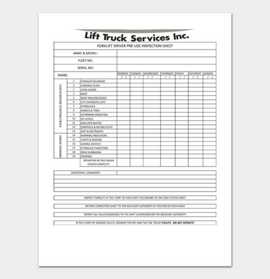22 FREE Vehicle Inspection Forms | Word & PDF
