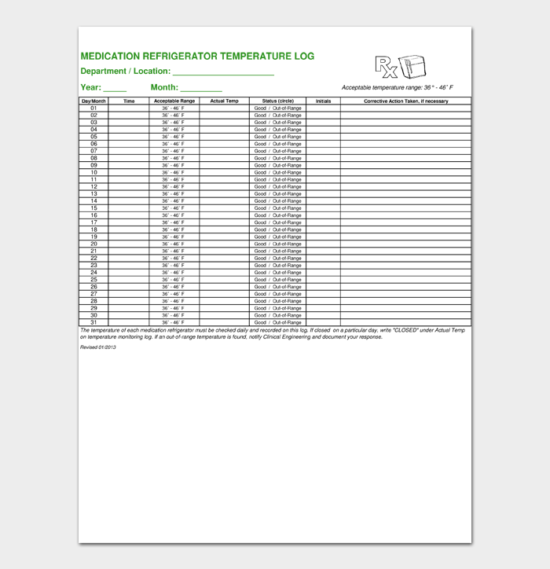 FREE Temperature Log Sheet Templates - PDF | DocFormats.com