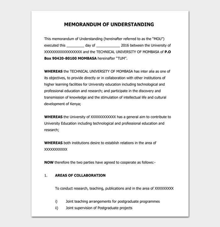 20 FREE Memorandum of Understanding Templates (Word & PDF)