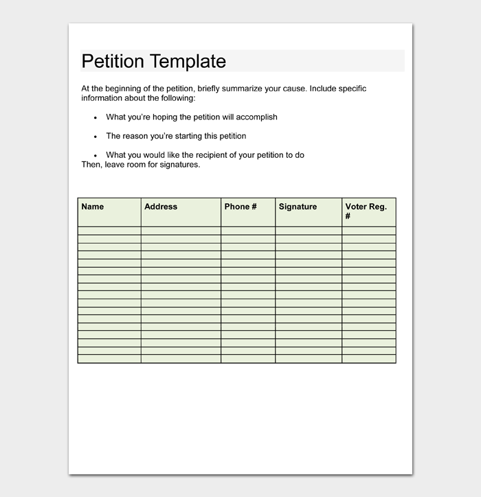 Petition Examples Of Format