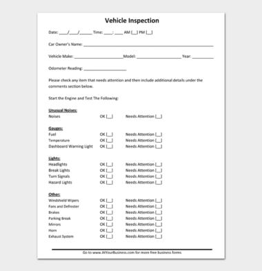 22 FREE Vehicle Inspection Forms | Word & PDF