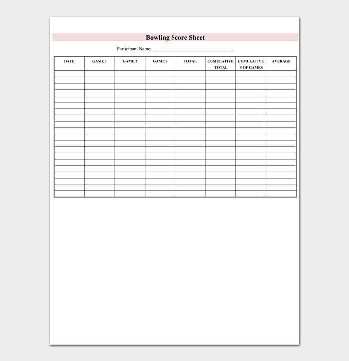 18 Printable Bowling Score Sheet Templates and Examples (Word, Excel, PDF)