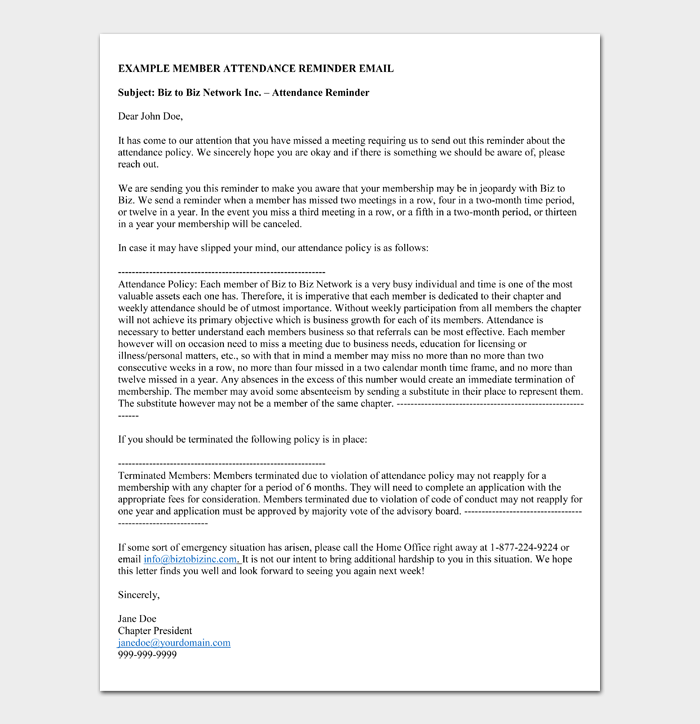 Friendly Reminder - 28 FREE Examples and Templates | DocFotmats.com