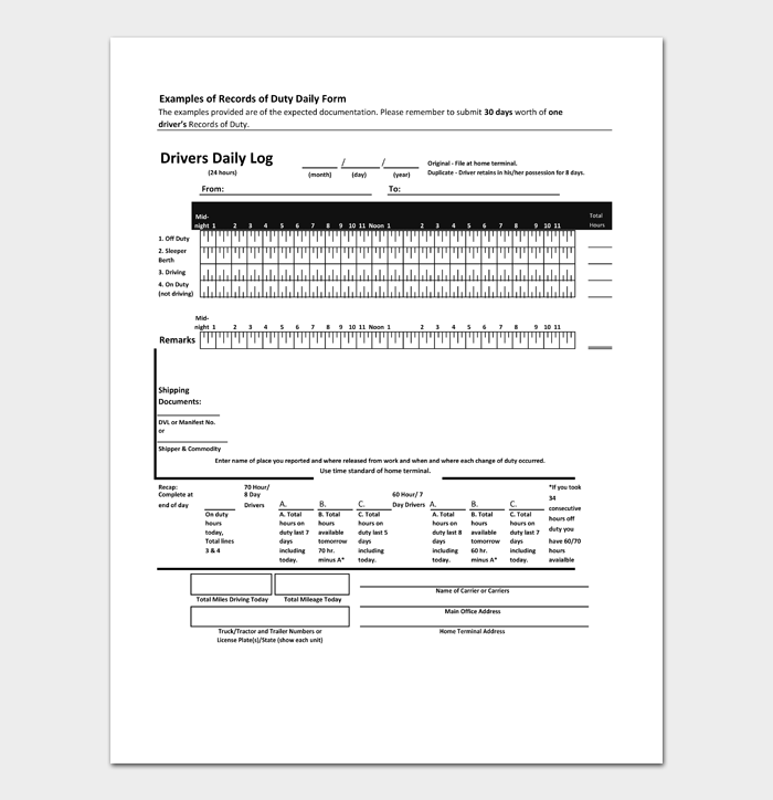 20 FREE Printable Driver’s Daily Log Books (Templates and Examples)