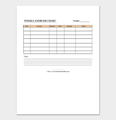 16 Printable Exercise Charts (Word & PDF) ᐅ Free Download
