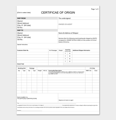 20 Fillable Certificate Of Origin Templates (100% Free) ᐅ DocFormats.com