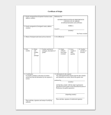 20 Fillable Certificate Of Origin Templates (100% Free) ᐅ DocFormats.com
