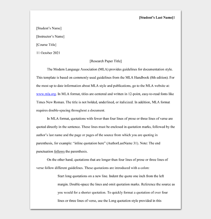 18 MLA Format Templates (Free Download) - Word & PDF