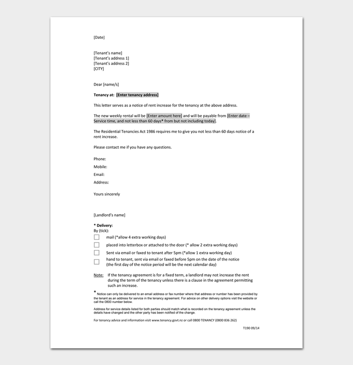 26 Free Rent Increase Letters (Templates and Examples) - PDF & Word