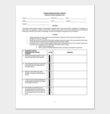 17 Free Teacher Evaluation Forms and Templates - DocFormats
