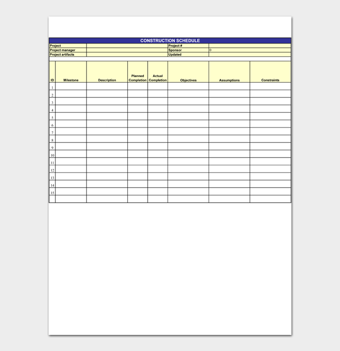 Free Construction Schedule Templates - DocFormats