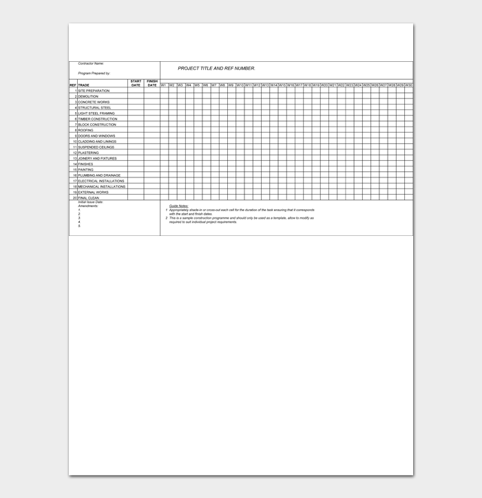 Free Construction Schedule Templates - DocFormats