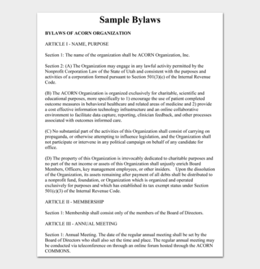 16 Corporate Bylaws Templates and Examples - DocFormats