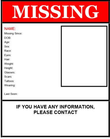 Free Missing Poster Templates - PDF - Docformats.com