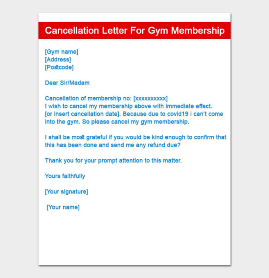 Gym Cancellation Letter (Template and Examples)