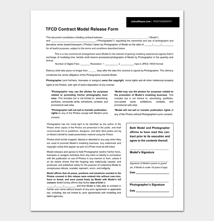 20 Free Model Release Forms and Templates (Word | PDF)