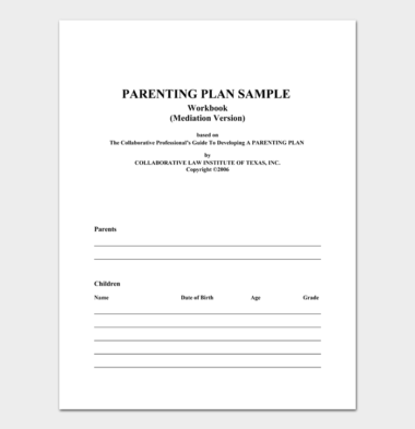 18 Free Parenting Plan Templates & Examples - DocFormats.com