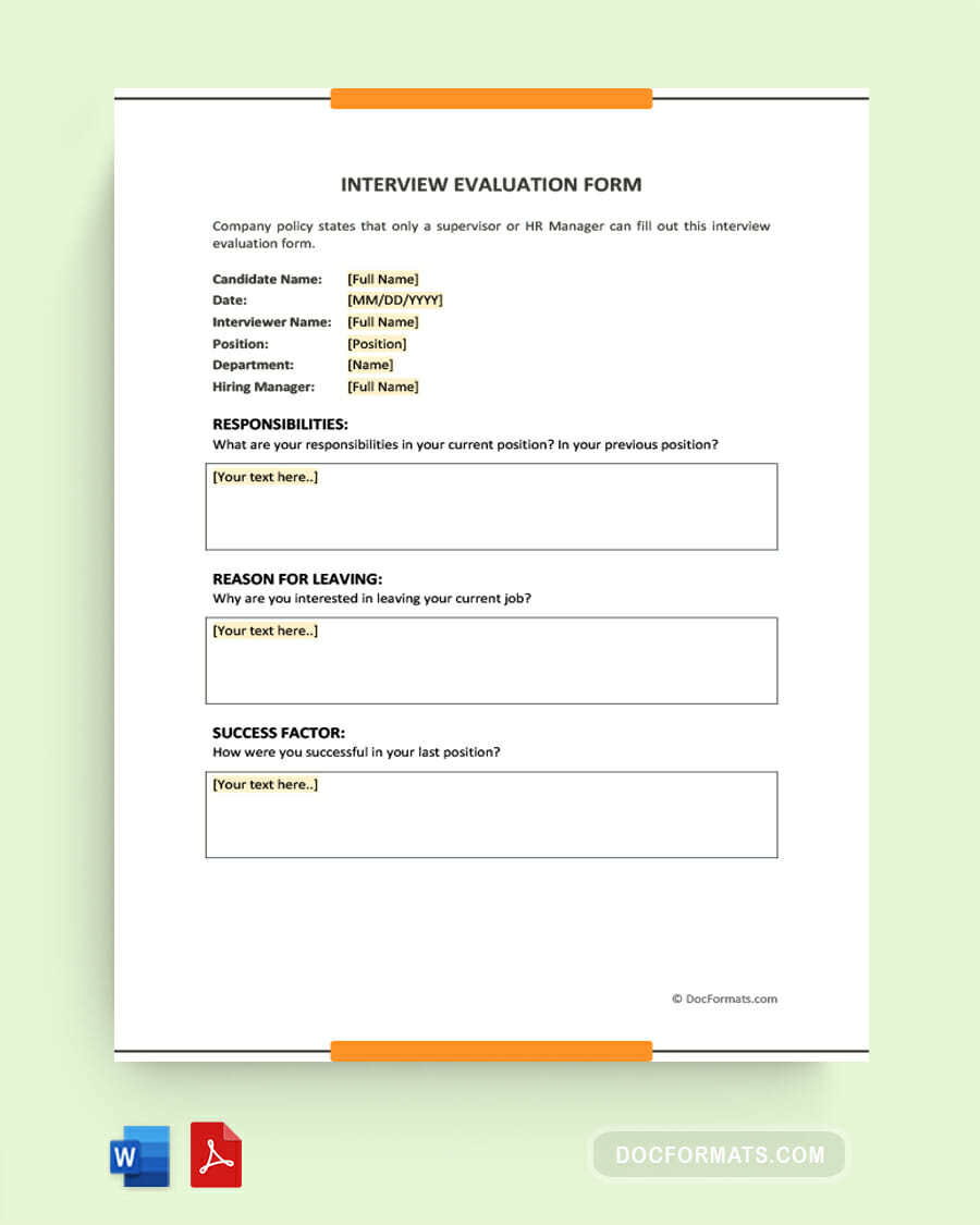 15 Free HR Evaluation Forms - Word | PDF - DocFormats.com