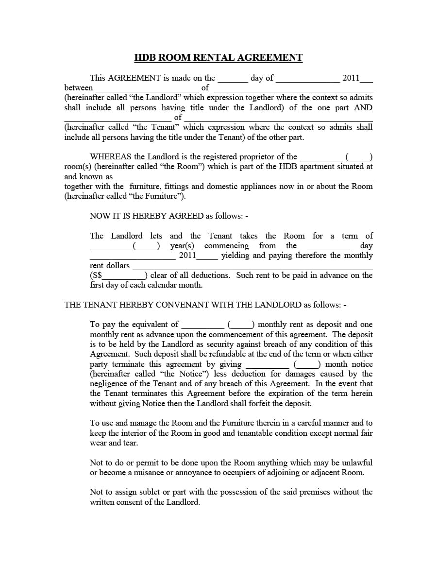 22 Free Room Rental Agreement Templates (Word | PDF Forms)