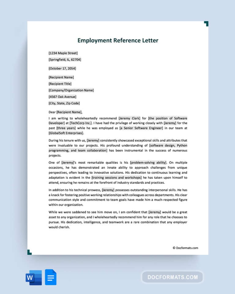 Reference Letter Template - 38+ Examples (Word | PDF)