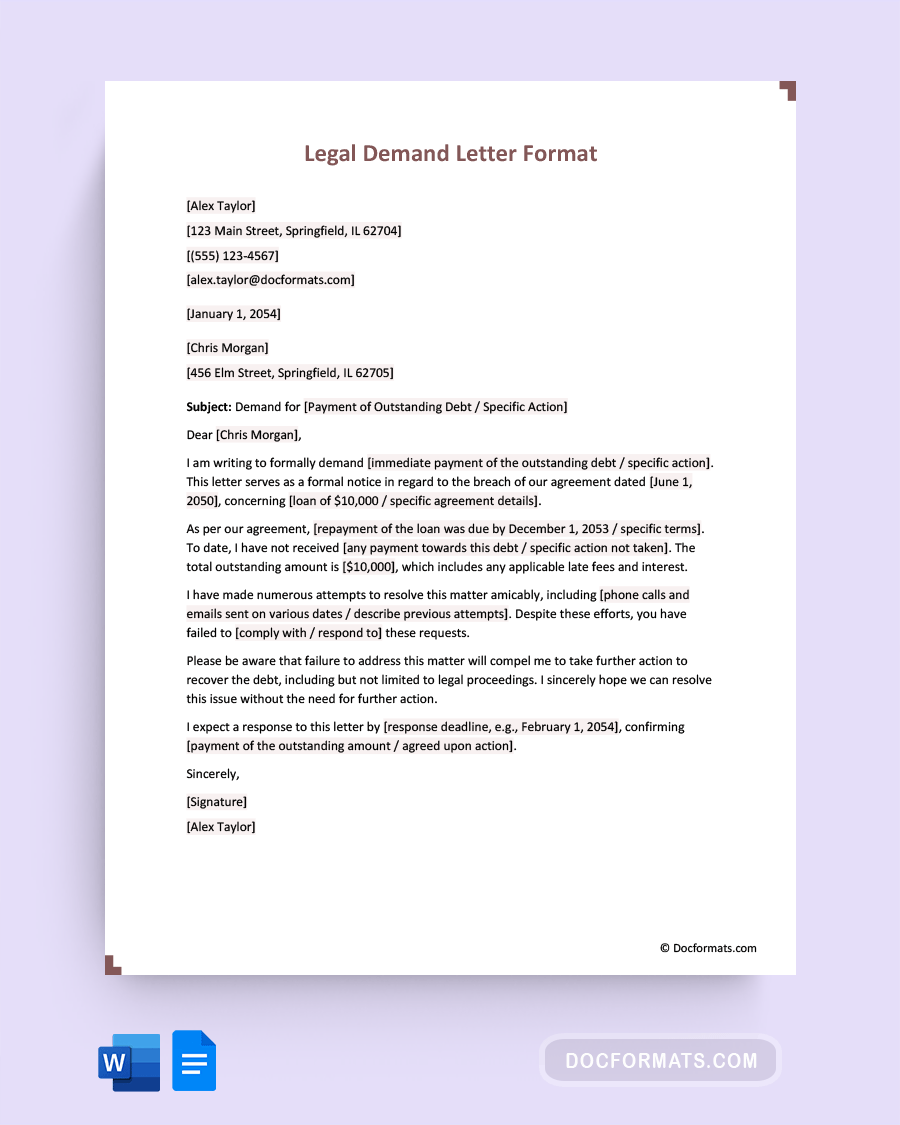 20 Professional Legal Letter Formats, Examples and Templates