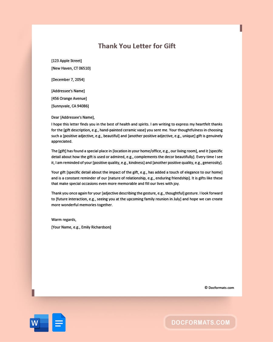 32 Best Gift Letter Templates and Examples (Word & PDF) - Doc Formats