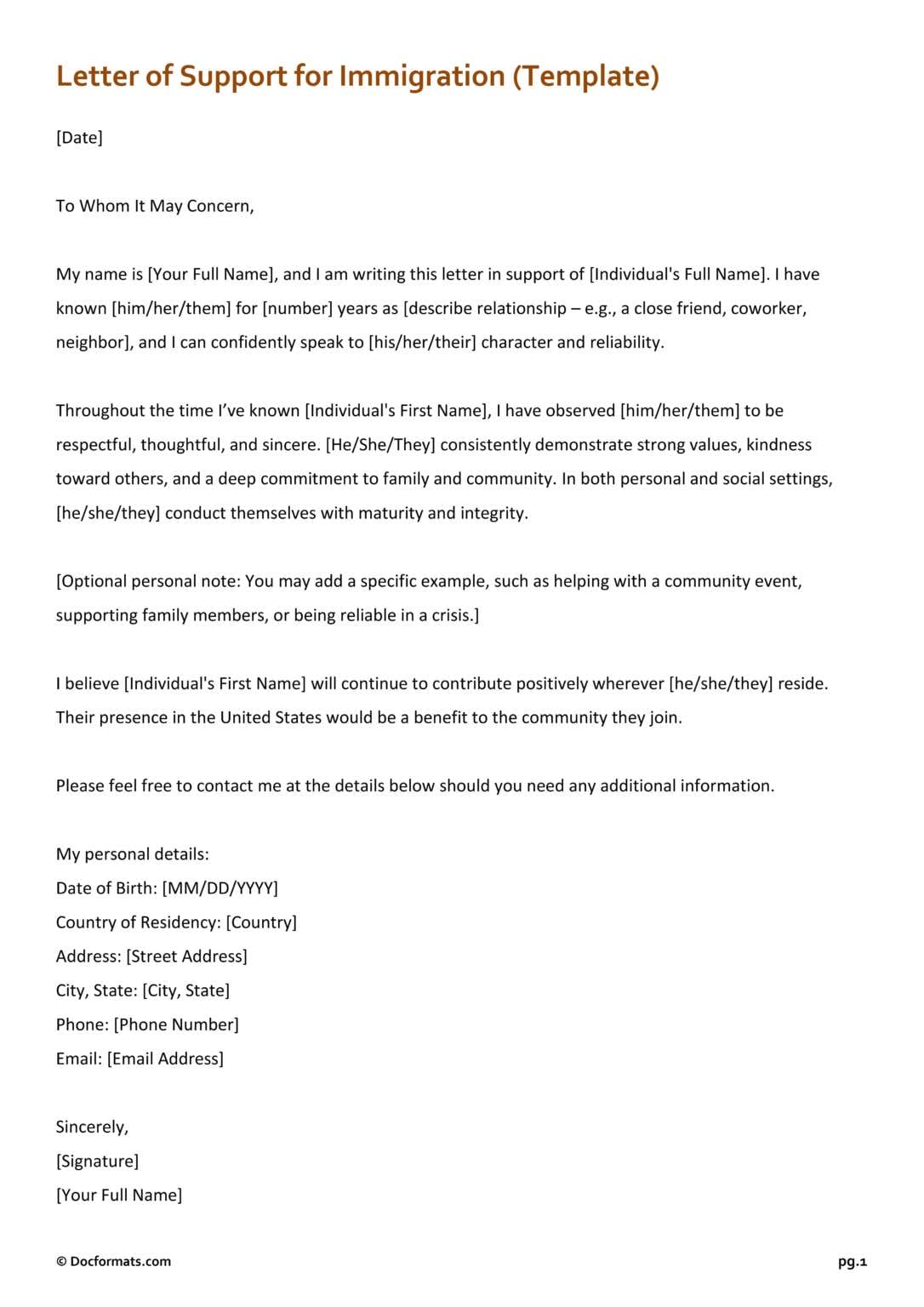 Letter of Support for Immigration: Template & Sample Letters