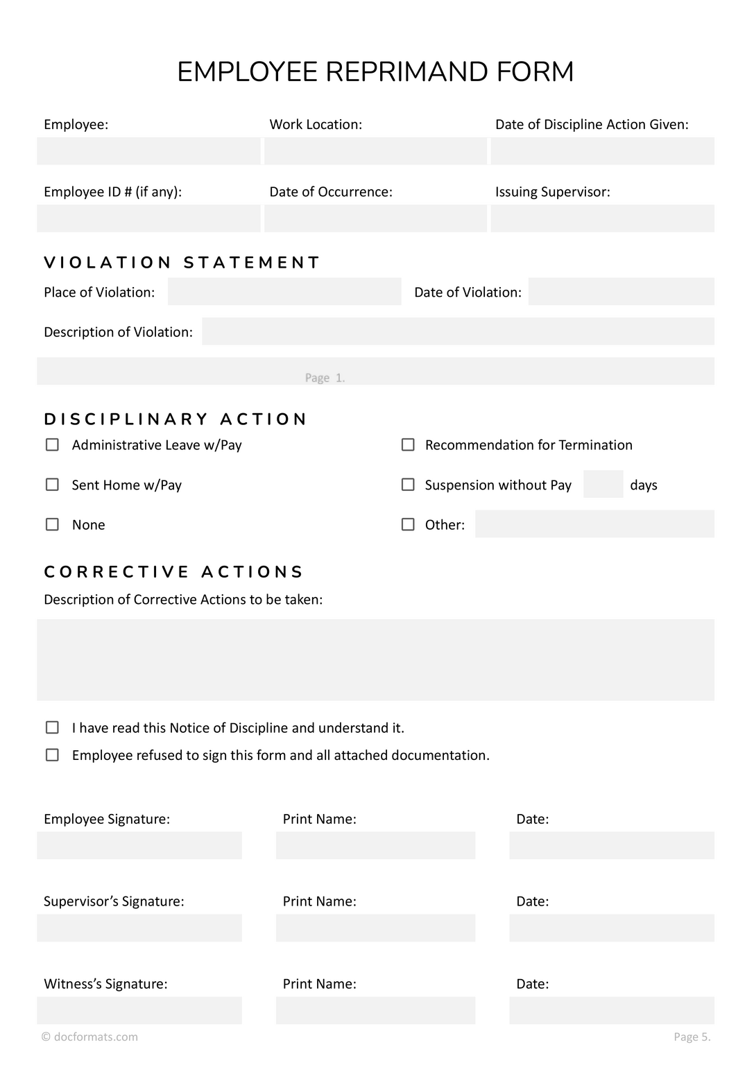 Free Employee Write-Up Forms and Templates (Word | PDF)