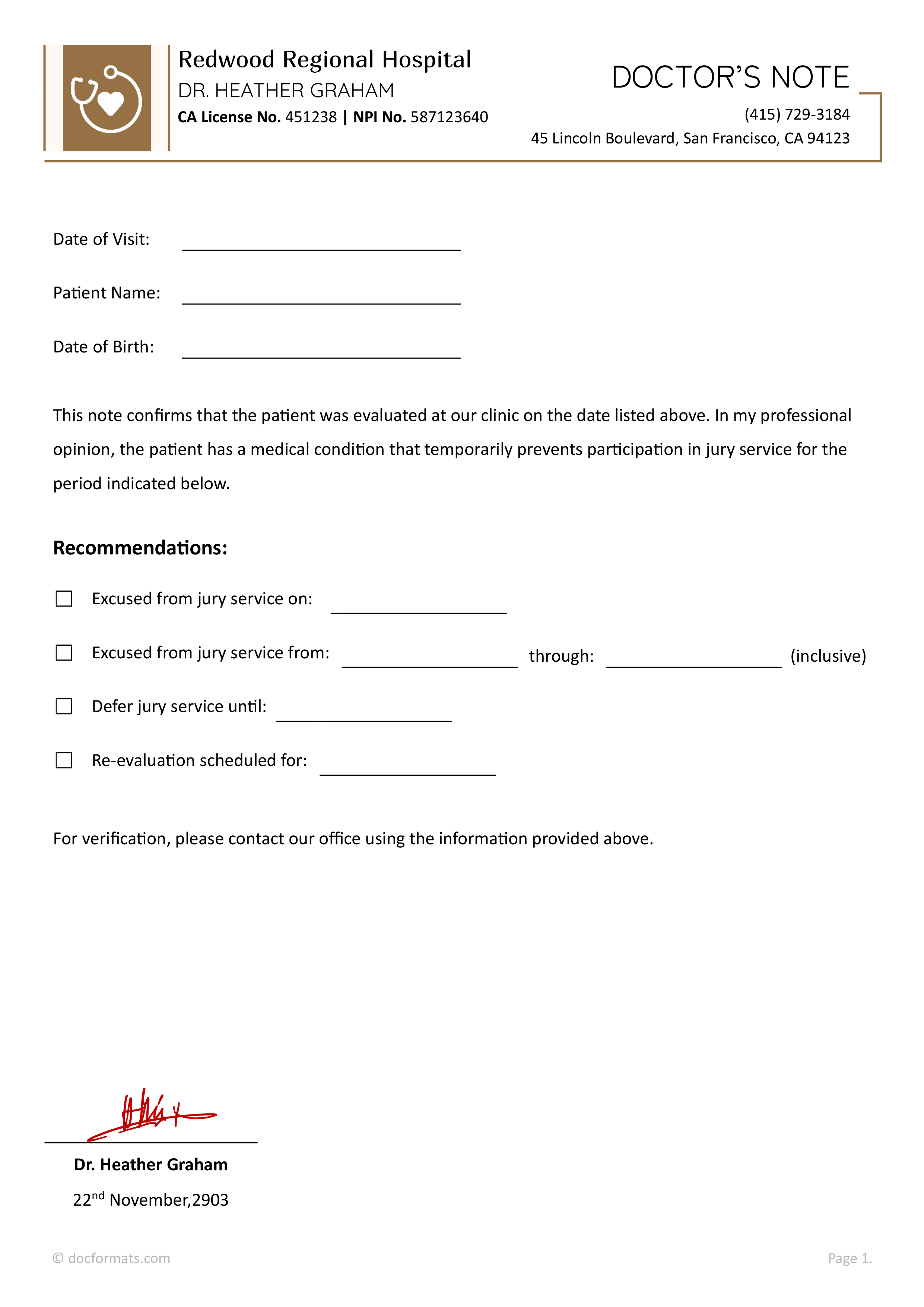 Free Doctors Note Templates (for Work and School)