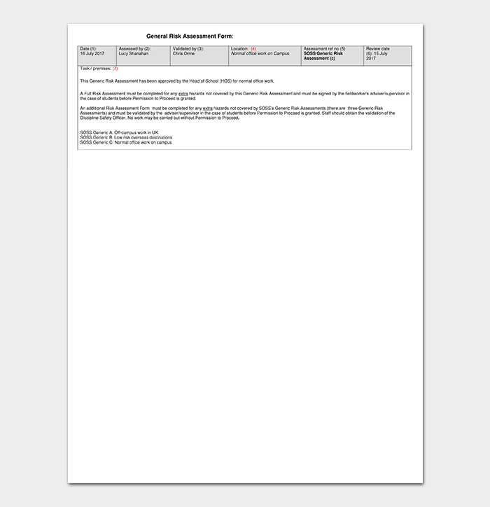 Risk Assessment Form Template - 40+ Examples (in Word, PDF)